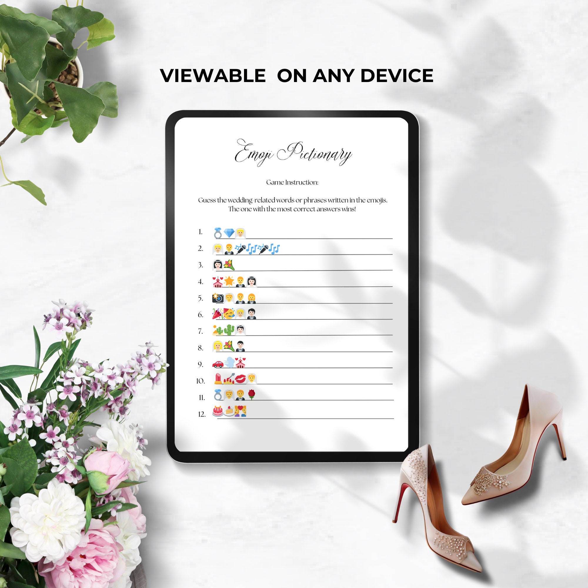 Wedding Reception Game Emoji Pictionary Game With Answers, Bridal ...