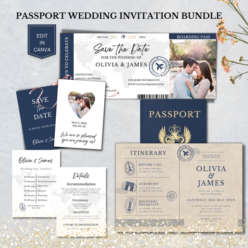 Passport Wedding Invitations, Save the Date Card, Destination ...