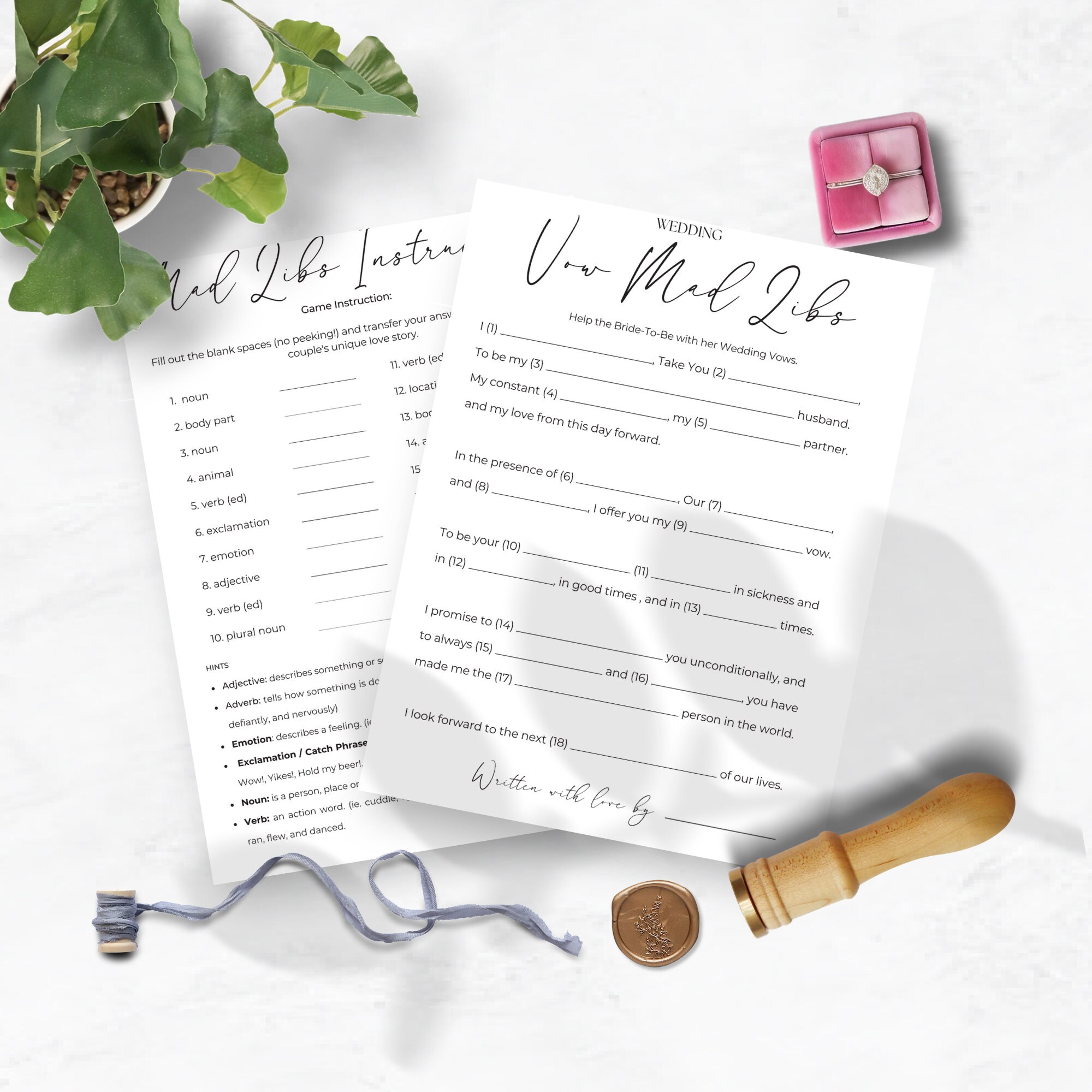 Wedding Vow Mad Libs Printable Fun Bridal Shower Games - Etsy