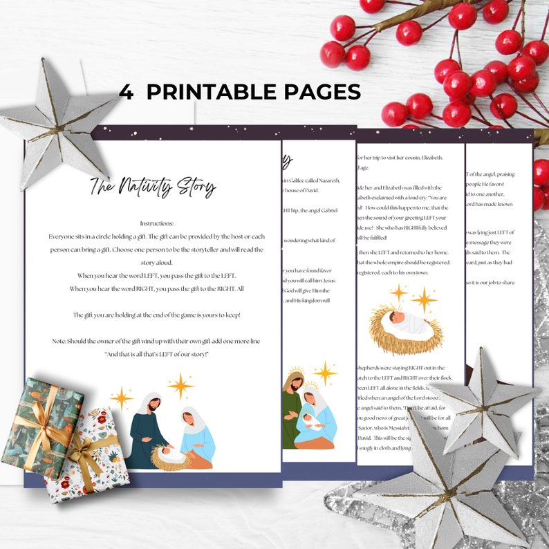 Nativity Story Left Right Party Game, PDF Printable, Holiday Activity ...