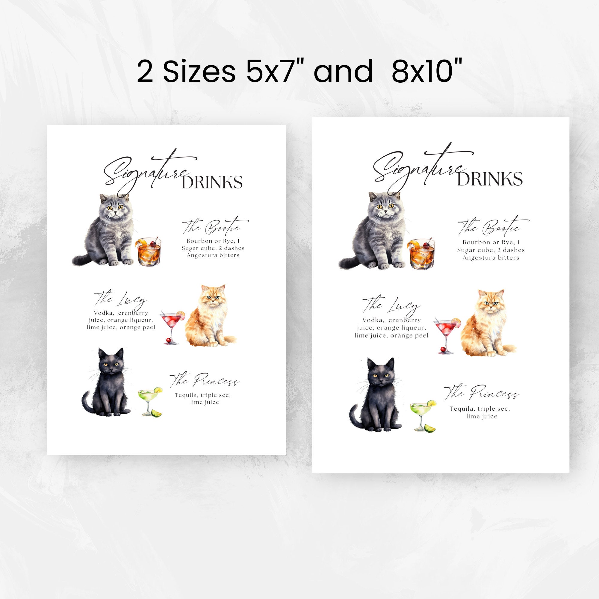 Custom Cat Cocktail Sign, Pet Photo Bar Menu Template (canva) - Etsy