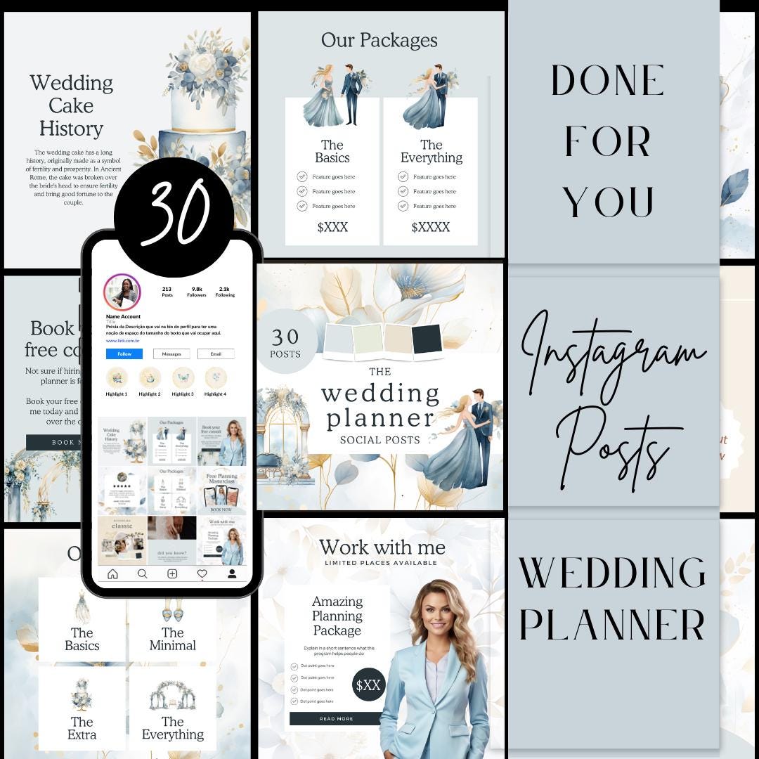 Wedding Planner Instagram Post Templates, Social Media (digital ...