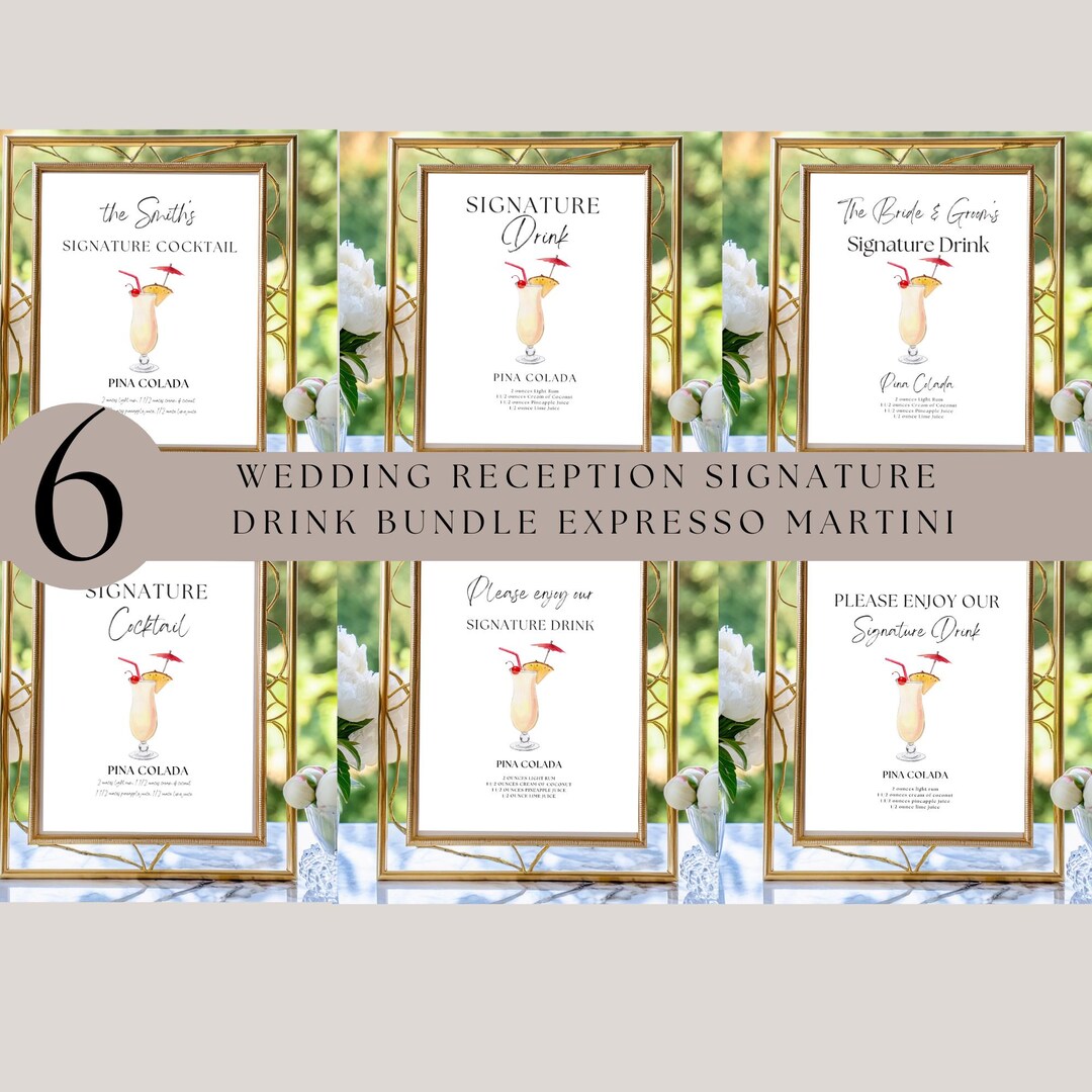 Pina Colada Signature Cocktail Sign, Signature Drink Sign Pina Colada ...