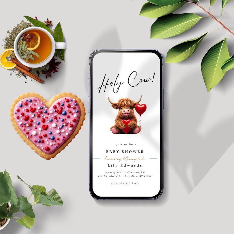 Evite Baby Shower Highland Cow, Digital Sweetheart Invite, Holy Cow ...