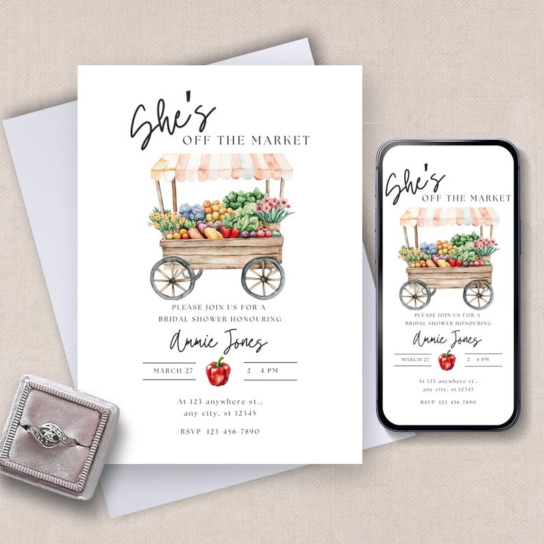 Off the Market Bridal Shower Invitation Template, Farmer's Market ...