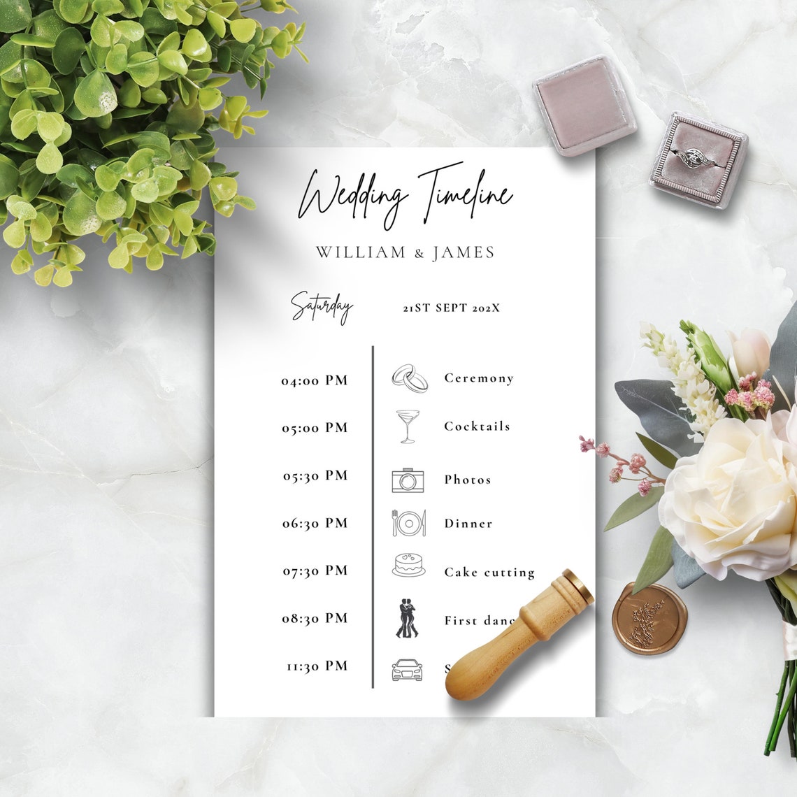 Infographic Wedding Program Timeline, Order of Events (digital Download ...