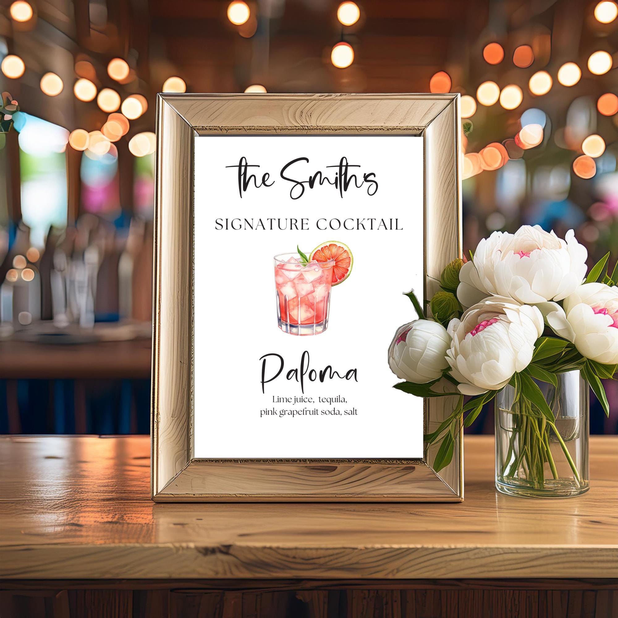 Paloma Signature Drink Sign, Wedding Bar Menu (editable, Printable) - Etsy