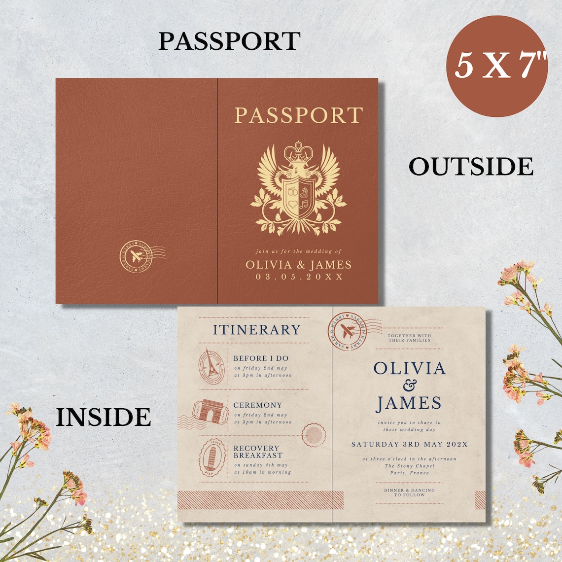 Passport Save the Date Wedding Invitations Destination Wedding ...