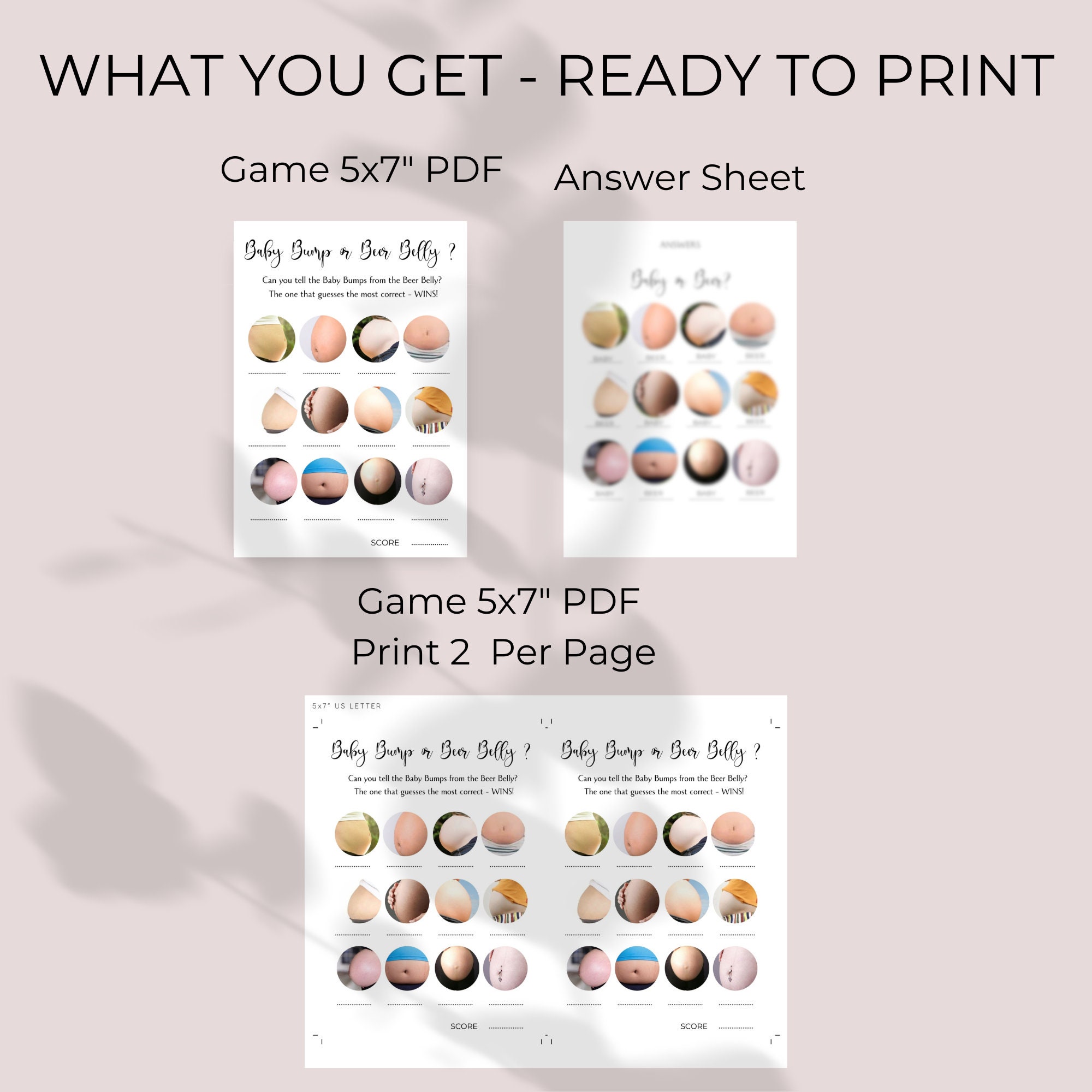 Baby Shower Games Belly Printable Shower Activity for - Etsy