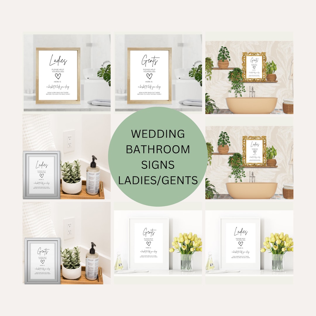 Editable Printable Wedding Bathroom Sign, Ladies Gents Room Sign ...