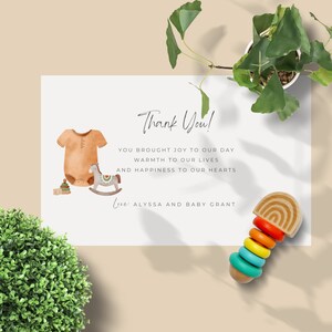 Editable Thank You Card Template, Baby Clothes Acknowledgement Note ...