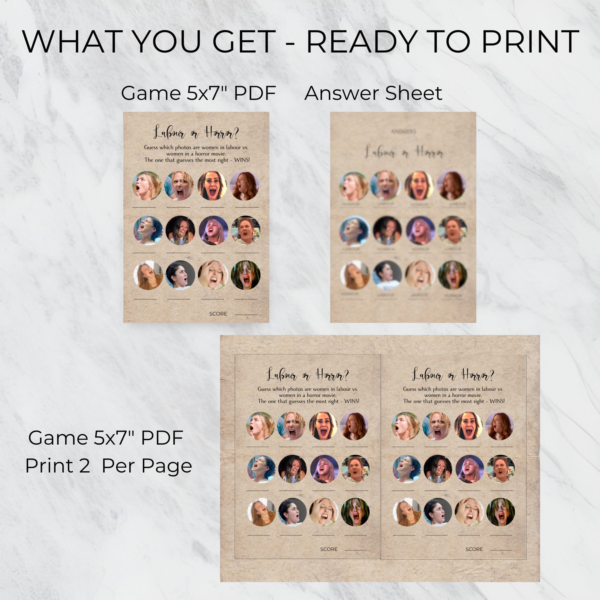 Fun Baby Shower Games, Printable, Labour or Horror Baby Shower Game ...