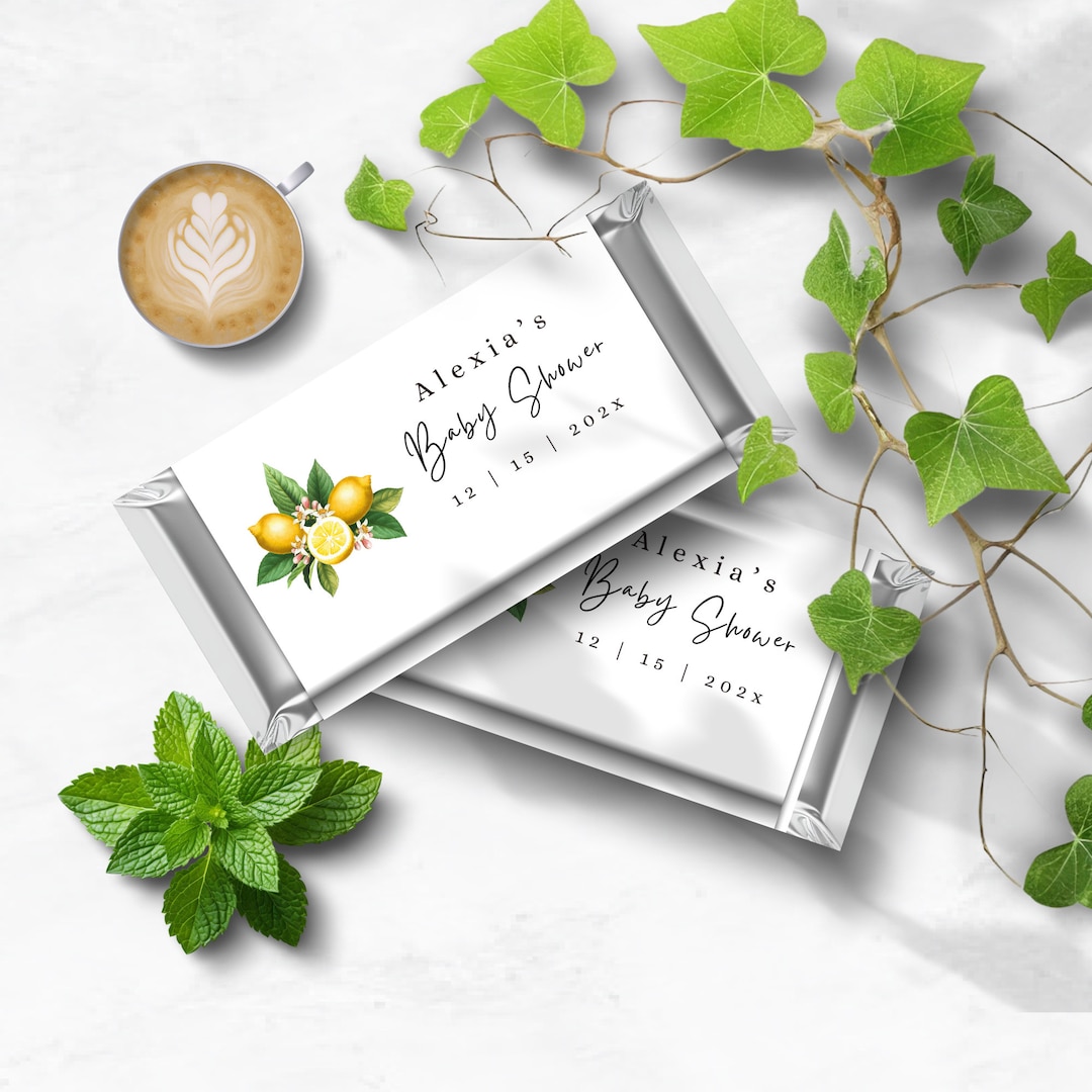 Lemon Baby Shower Chocolate Bar Wrapper Printable Favour 1.55oz ...