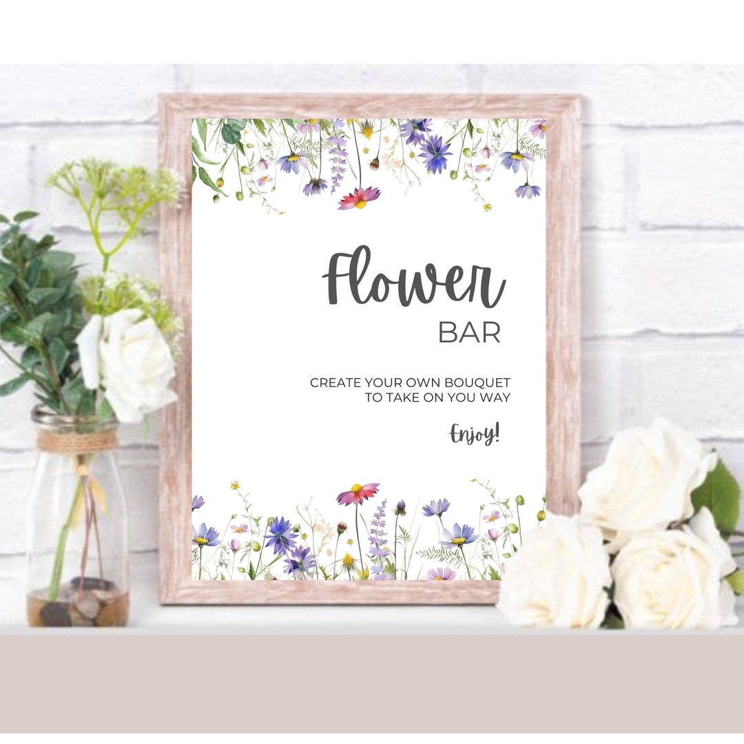 Floral Bouquet Bar Sign, Wildflower Bridal Shower Flower Bar, Floral ...