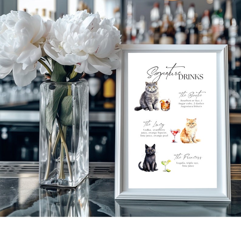 Cat Signature Drink, Signature Cocktail With Cat, Template, Custom ...
