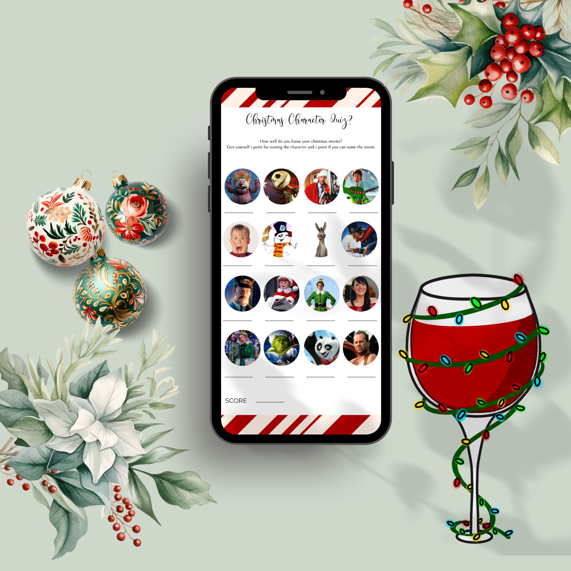 Christmas Movie Character Trivia Game, Friends DIY Party Activity ...