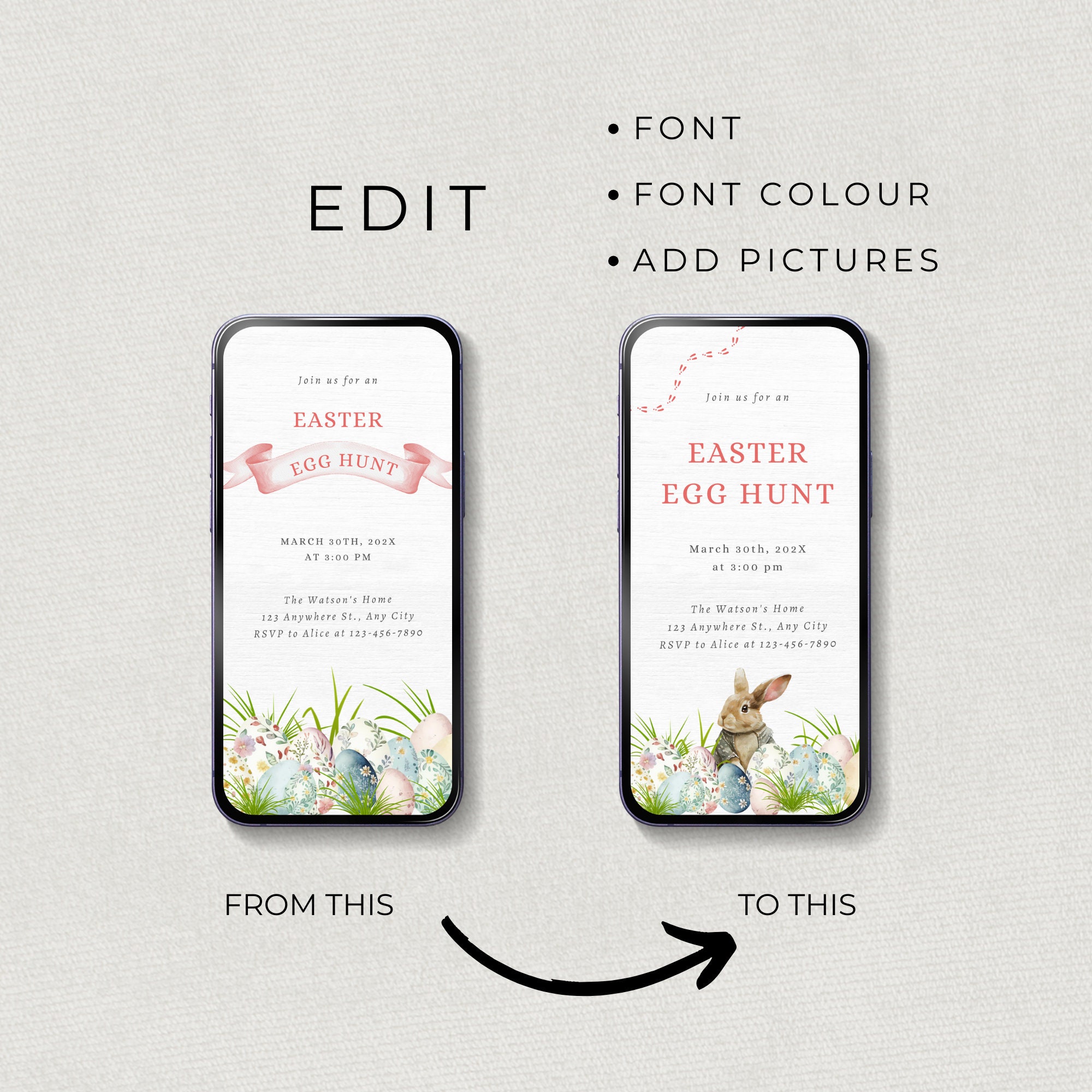 Editable Easter Egg Hunt Invitation, Easter Invitation for Kids ...