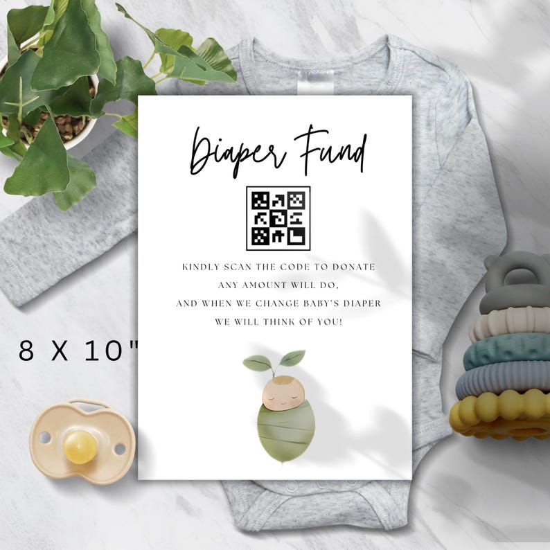 Kawaii Diaper Fund Sign: Baby Shower Decor (5x7, 8x10 PDF) - Etsy