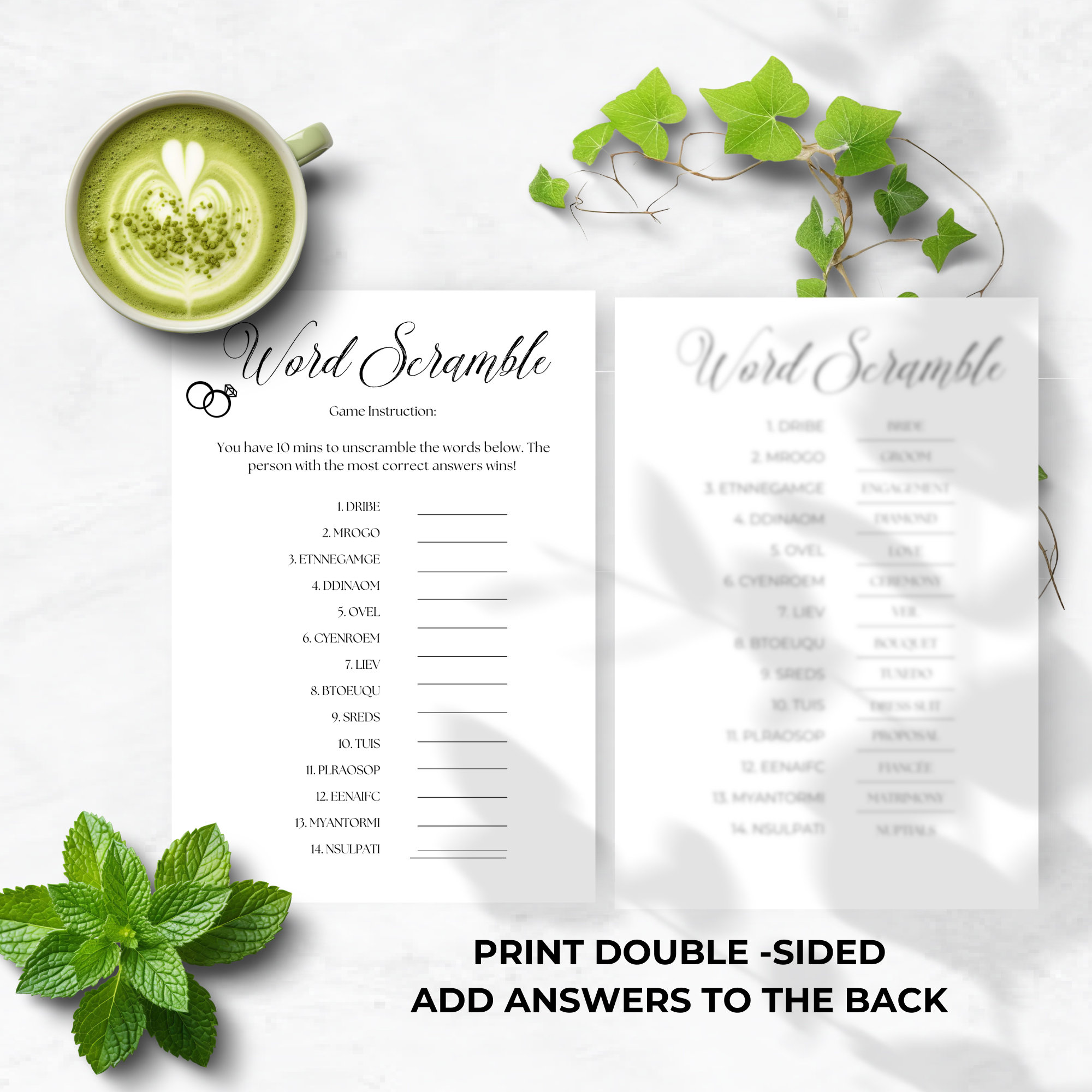Editable Wedding Word Scramble Game With Answers, Wedding Reception ...