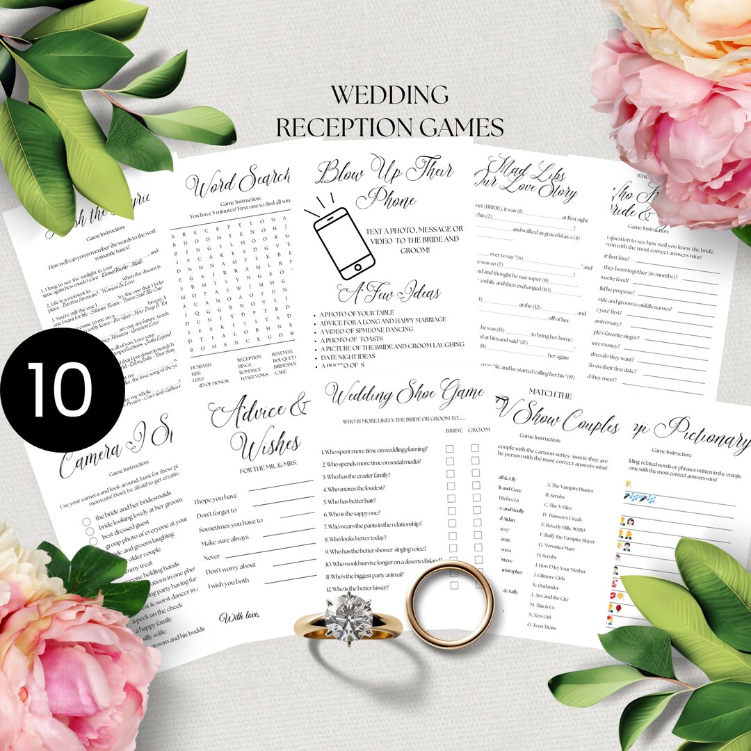 Wedding Table Games for Reception With Answers, Ready to Print Games ...