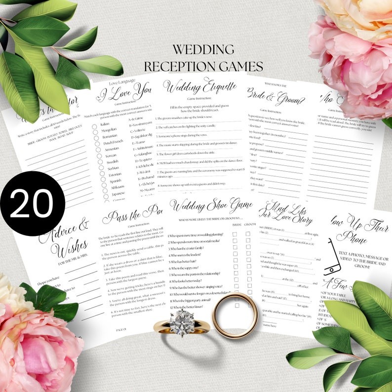 Printable Wedding Table Games for Reception With Answers, Ready to ...