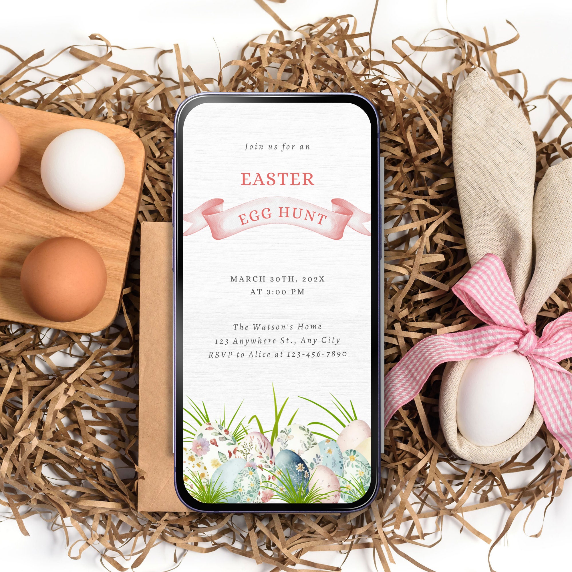 Editable Easter Egg Hunt Invitation, Easter Invitation for Kids ...