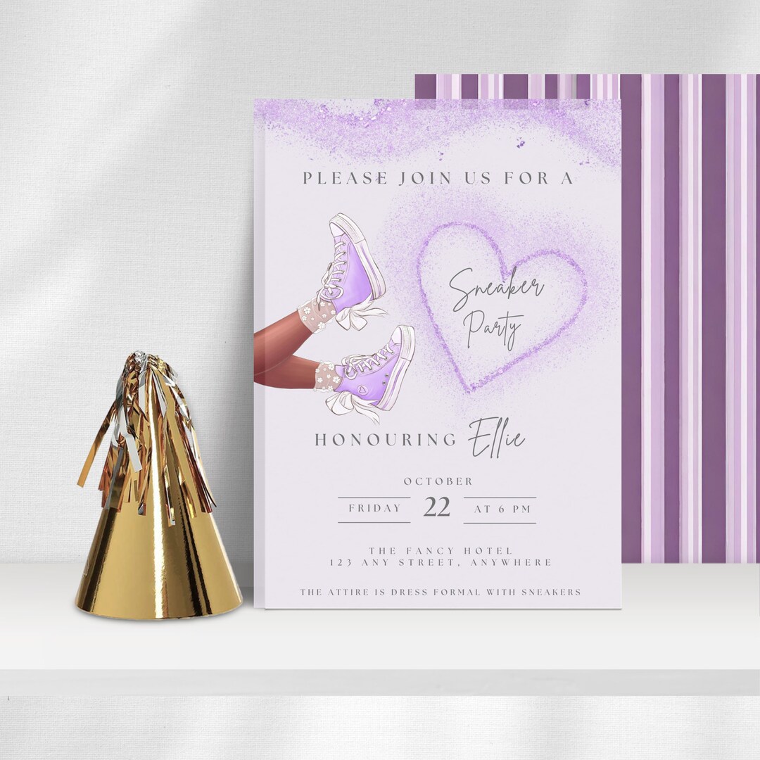 Sneaker Party Invitation, Sneaker Theme Girls Birthday Party, Converse ...