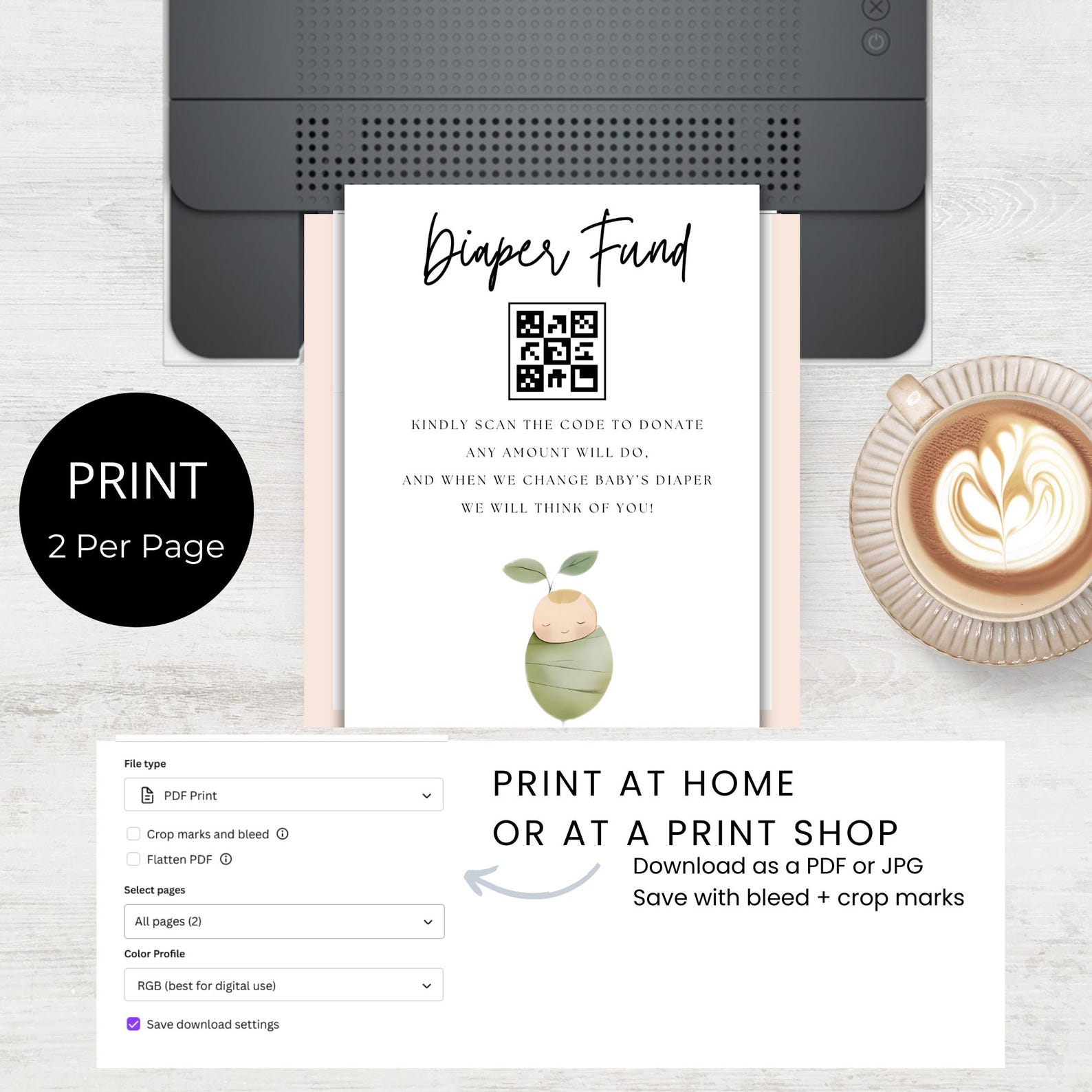 Kawaii Diaper Fund Sign: Baby Shower Decor (5x7, 8x10 PDF) - Etsy
