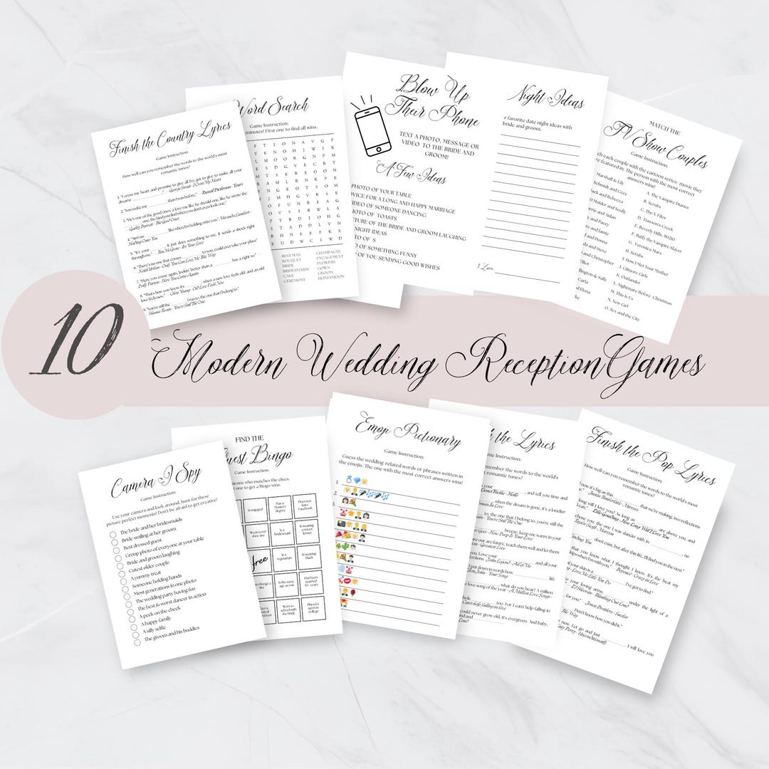 Wedding Reception Games, Fun Bridal Table Activities (PDF Download) - Etsy