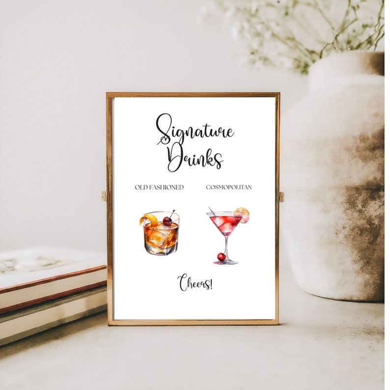 Signature Drink His and Hers, Bar Menu Wedding Reception, Drink Sign ...