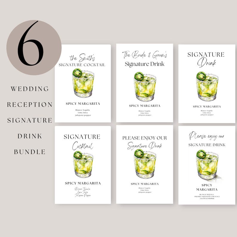 Spicy Margarita Signature Drink Sign, Cocktail Wedding Signs, Sign His ...