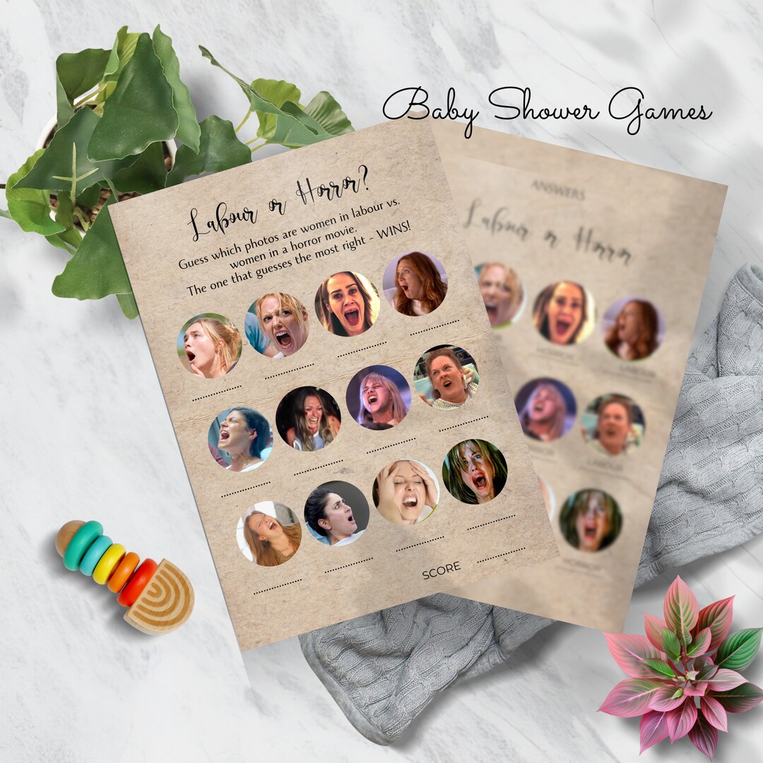 Labor or Horror Baby Shower Game, Minimalist Picture Quiz (PDF) - Etsy