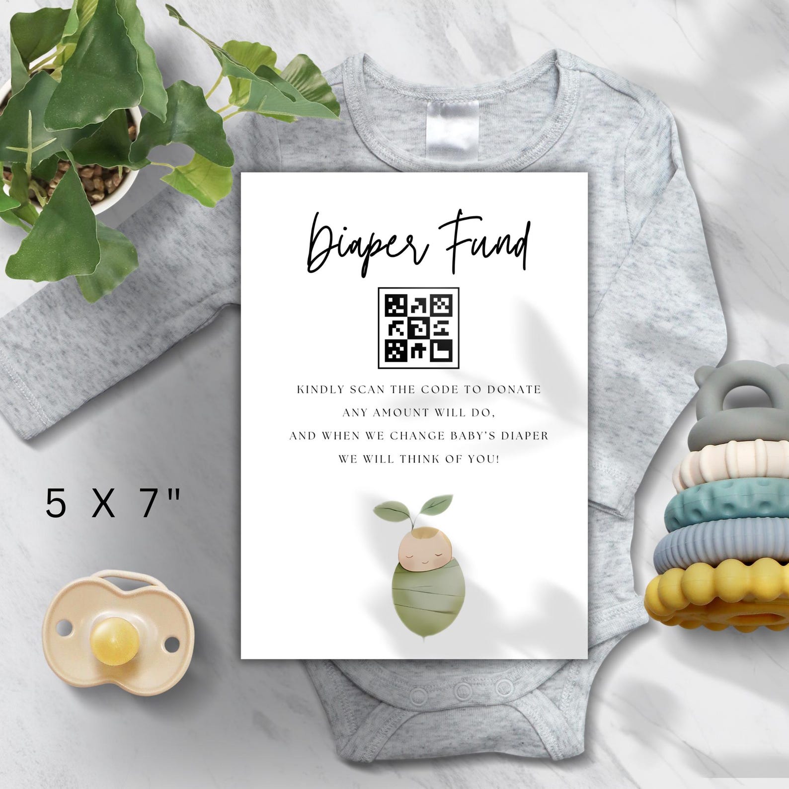 Diaper Fund Sign Printable: Cute Kawaii Baby Shower Decor (5x7, 8x10 ...