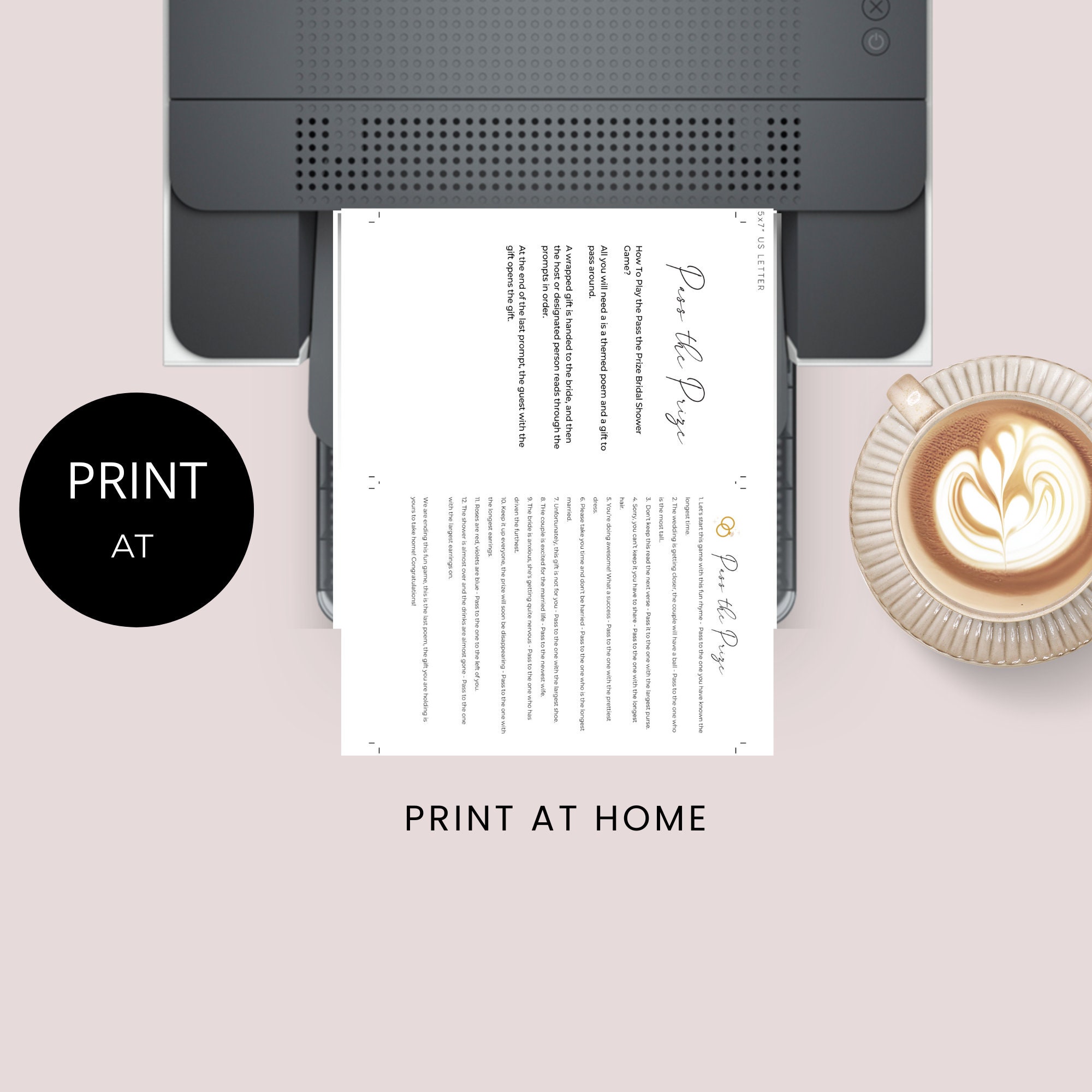 Pass the Prize Bridal Party Poem Game, Printable Wedding Games, INSTANT ...