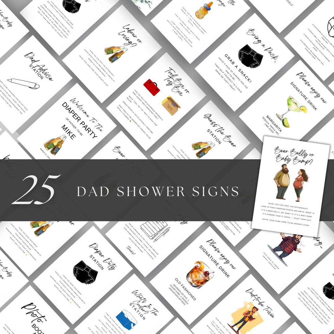 Diaper Party Signs for Men Dudes and Diapers Baby Shower Editable Canva ...