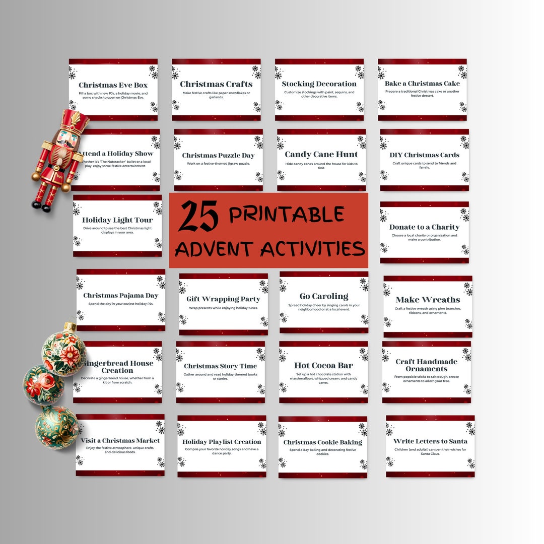 Printable Advent Activity Cards for Kids Instant Download - Etsy