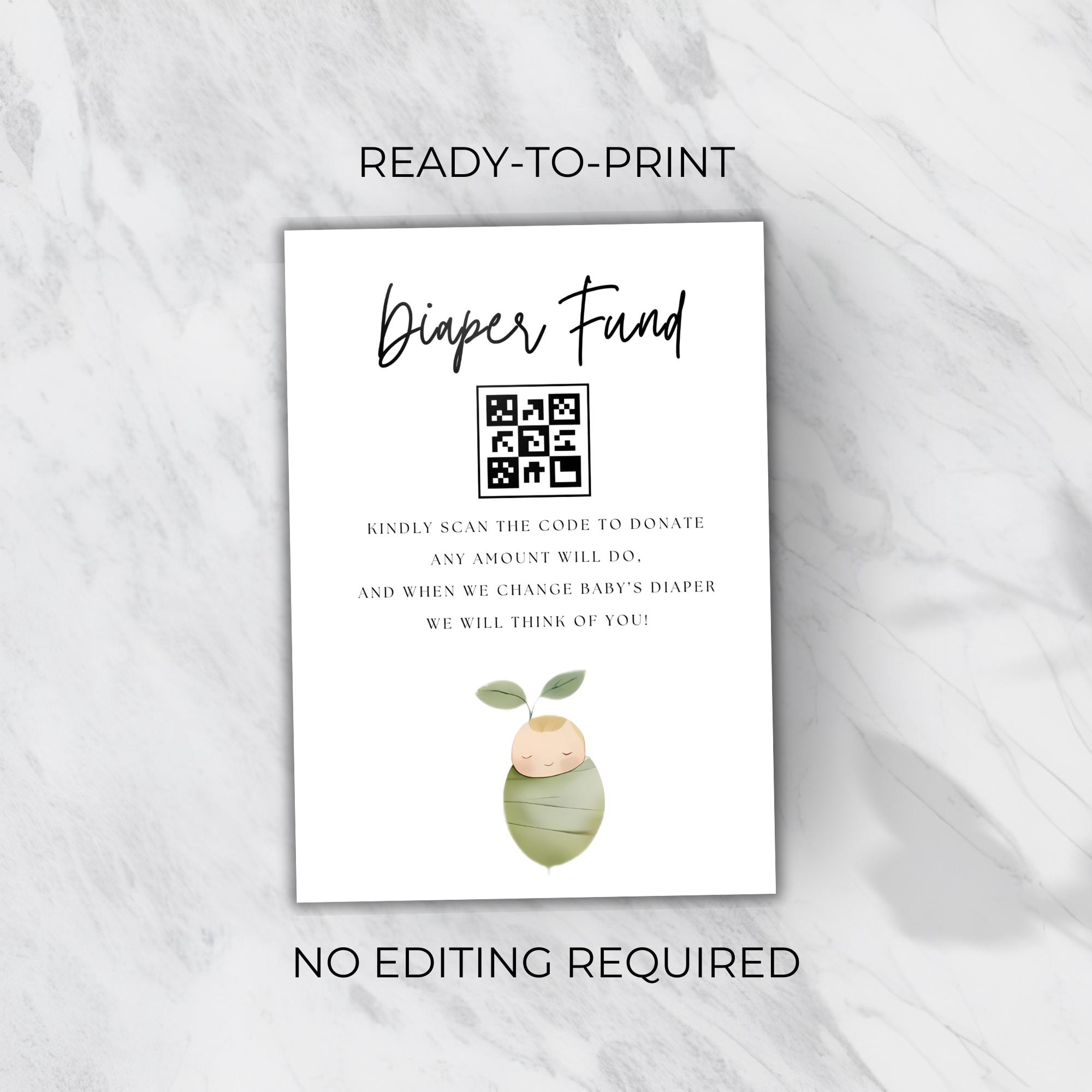 Diaper Fund Sign Printable: Cute Kawaii Baby Shower Decor (5x7, 8x10 ...