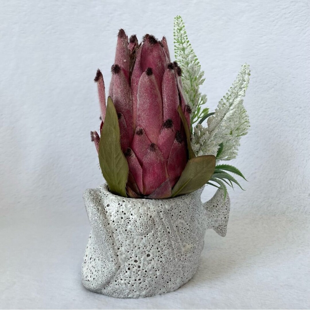 Handmade Faux Floral Under the Sea Fish Protea Arrangement in Stone ...