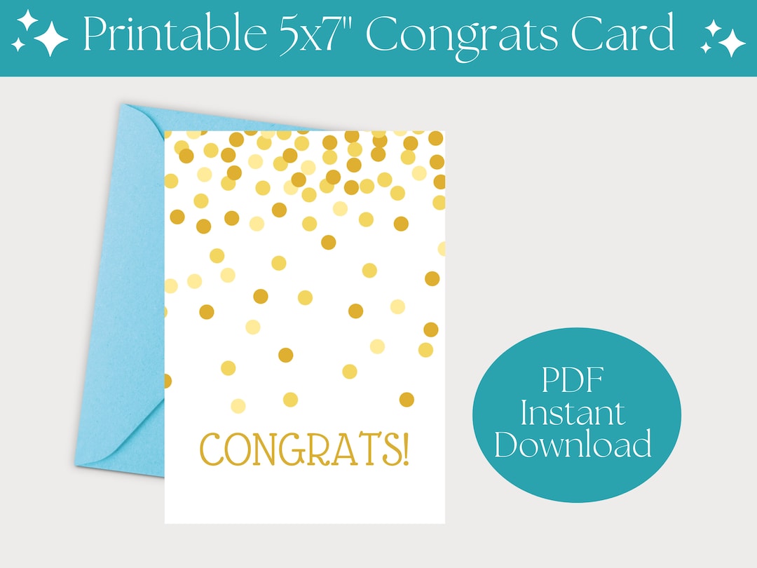 Printable 5x7 Office Champion Congrats Card Instant Download PDF for ...