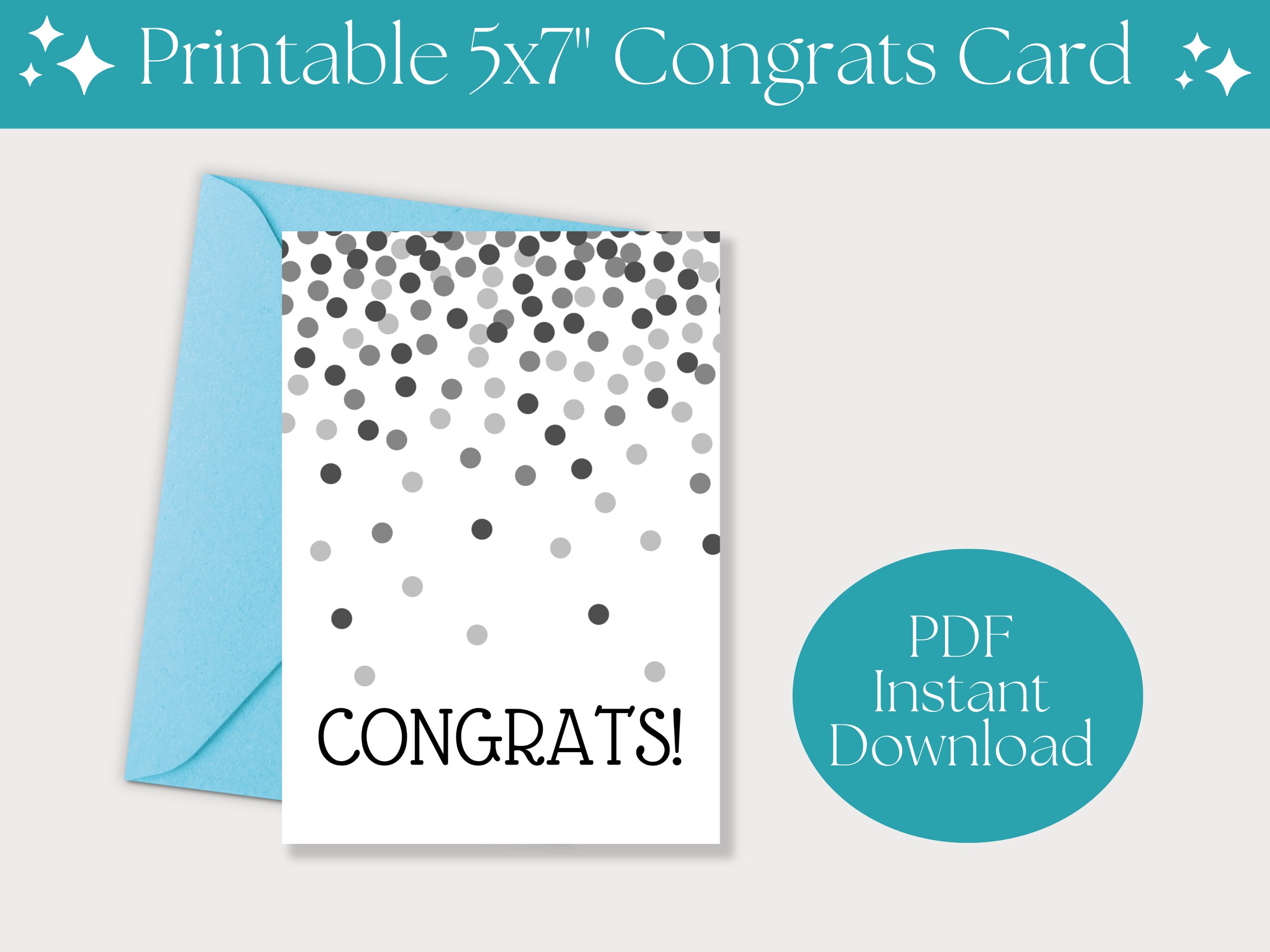 Printable 5x7 Office Congrats Card Instant Download PDF for Letter Size ...