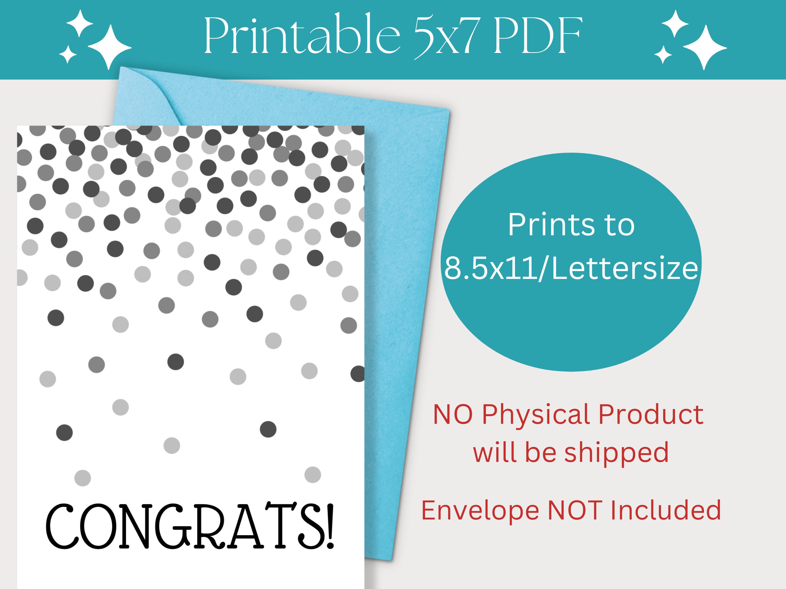 Printable 5x7 Office Congrats Card Instant Download PDF for Letter Size ...