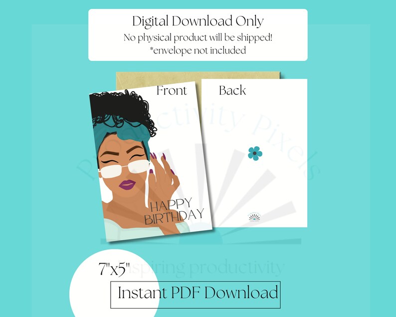 Happy Birthday Card Printable 7x5 Instant Download PDF Birthday Card ...