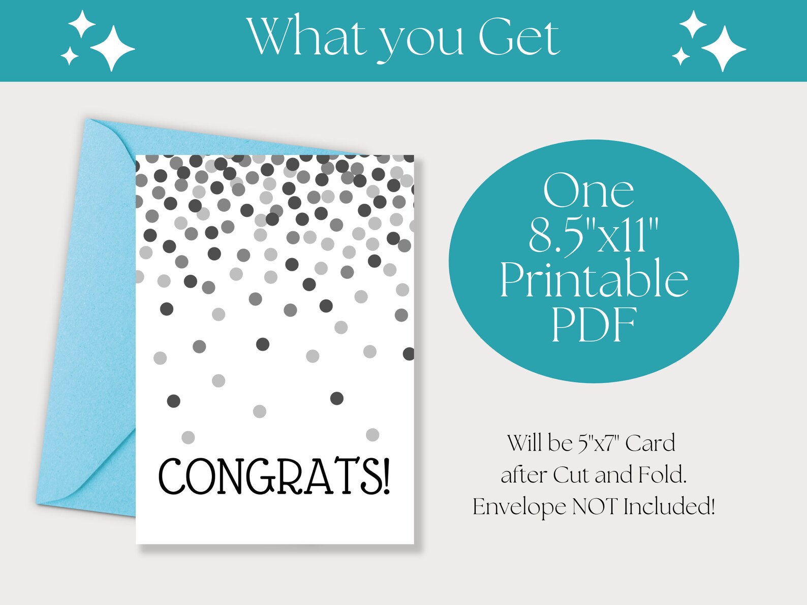 Printable 5x7 Office Congrats Card Instant Download PDF for Letter Size ...