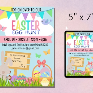 EASTER EGG HUNT Invitation | Easter Egg Hunt Editable Invite | Easter ...
