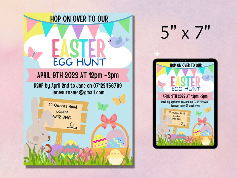 EASTER EGG HUNT Invitation | Easter Egg Hunt Editable Invite | Easter ...
