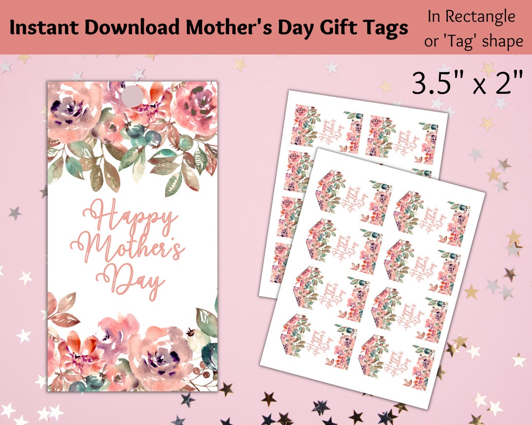 PRINTABLE GIFT TAGS for Mother's Day, Print at Home Gift Tags, Instant ...
