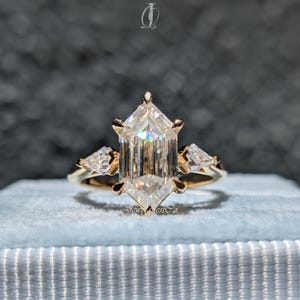 2.30 CT Step Cut Dutch Marquise Moissanite Three Stone Wedding Ring 14K Gold Promise Engagement ...