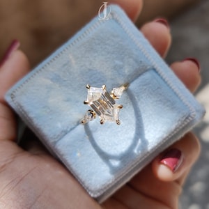 2.30 CT Step Cut Dutch Marquise Moissanite Three Stone Wedding Ring 14K Gold Promise Engagement ...