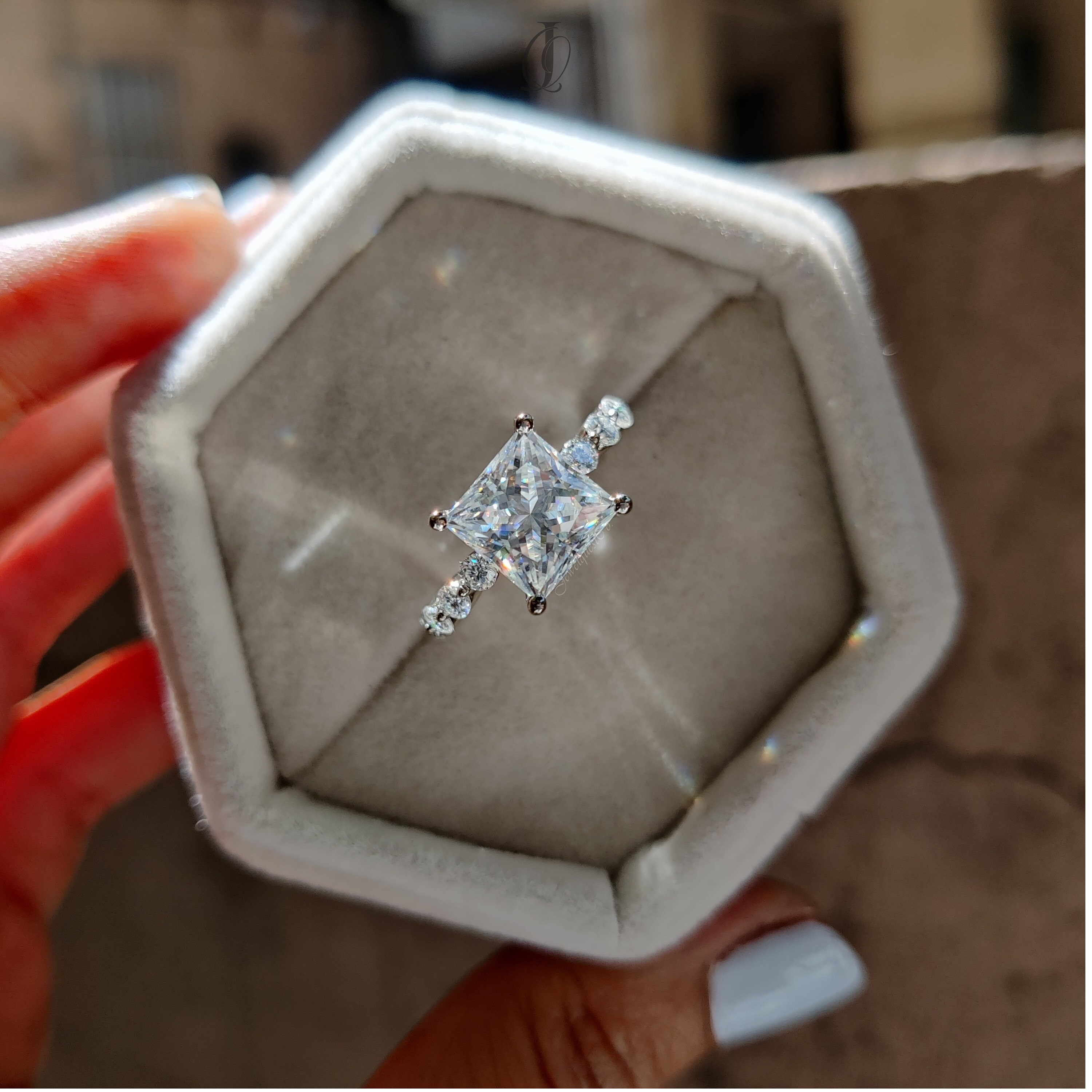 Princess Cut Moissanite Engagement Ring, Classic Anniversary Ring for ...