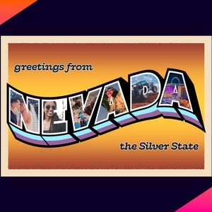 Nevada Postcard Canva Template Editable Photo Collage Vintage Travel ...